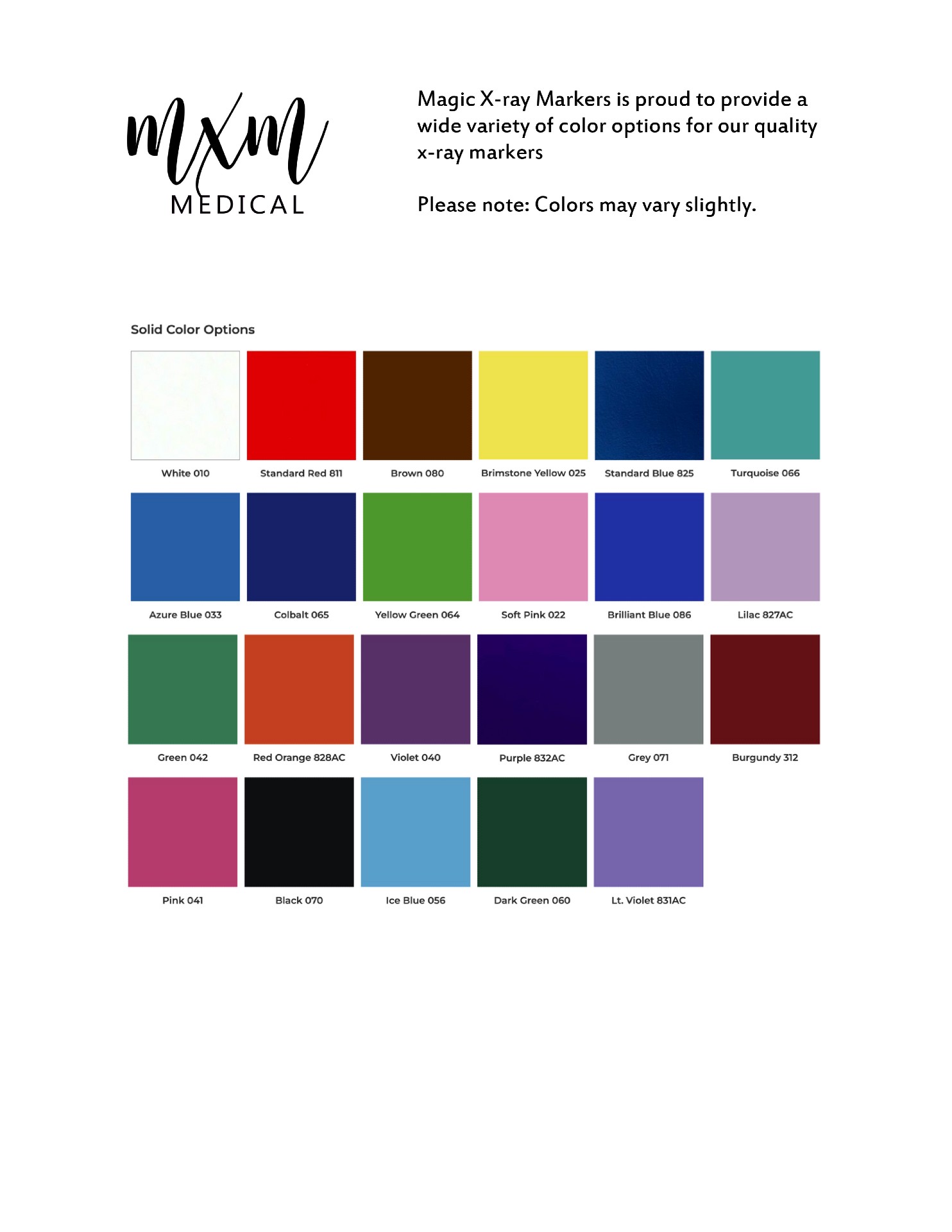 Colored Plastic Position X-ray Markers- Magic X-ray Markers