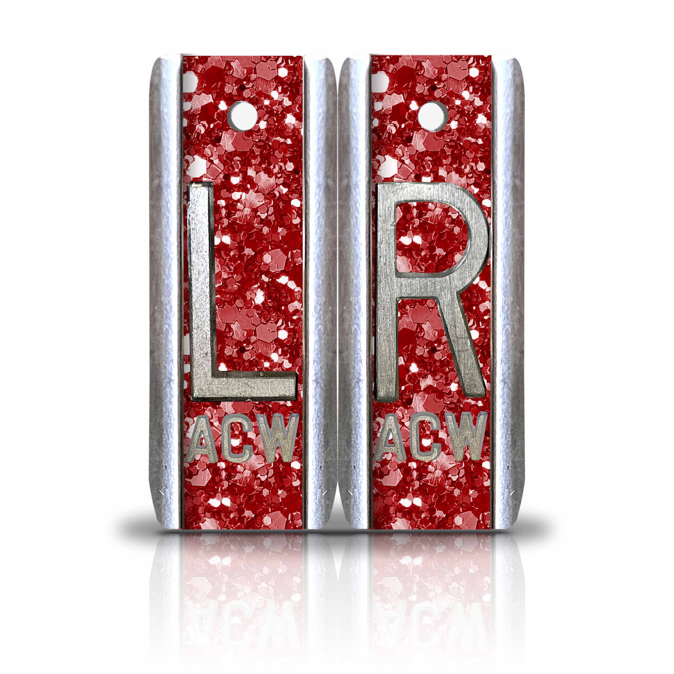 1 7/8" Red Glitter Elite Aluminum Lead Xray Markers- Magic X-ray Markers