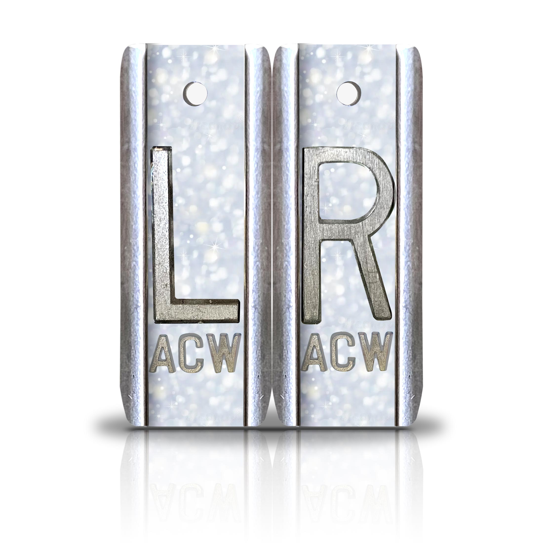 1 7/8" White Glitter Elite Aluminum Lead Xray Markers- Magic X-ray Markers