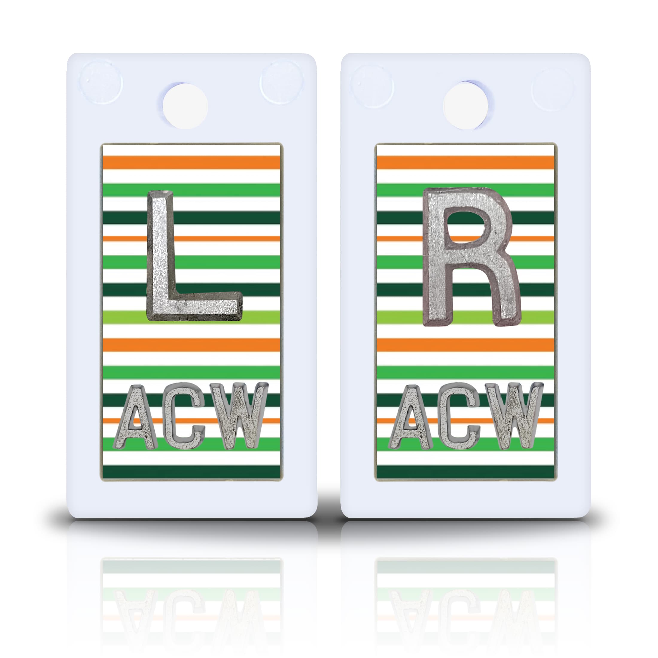 1 5/8" Plastic Lead Xray Markers with 3 Initials, Irish Stripes Pattern ...