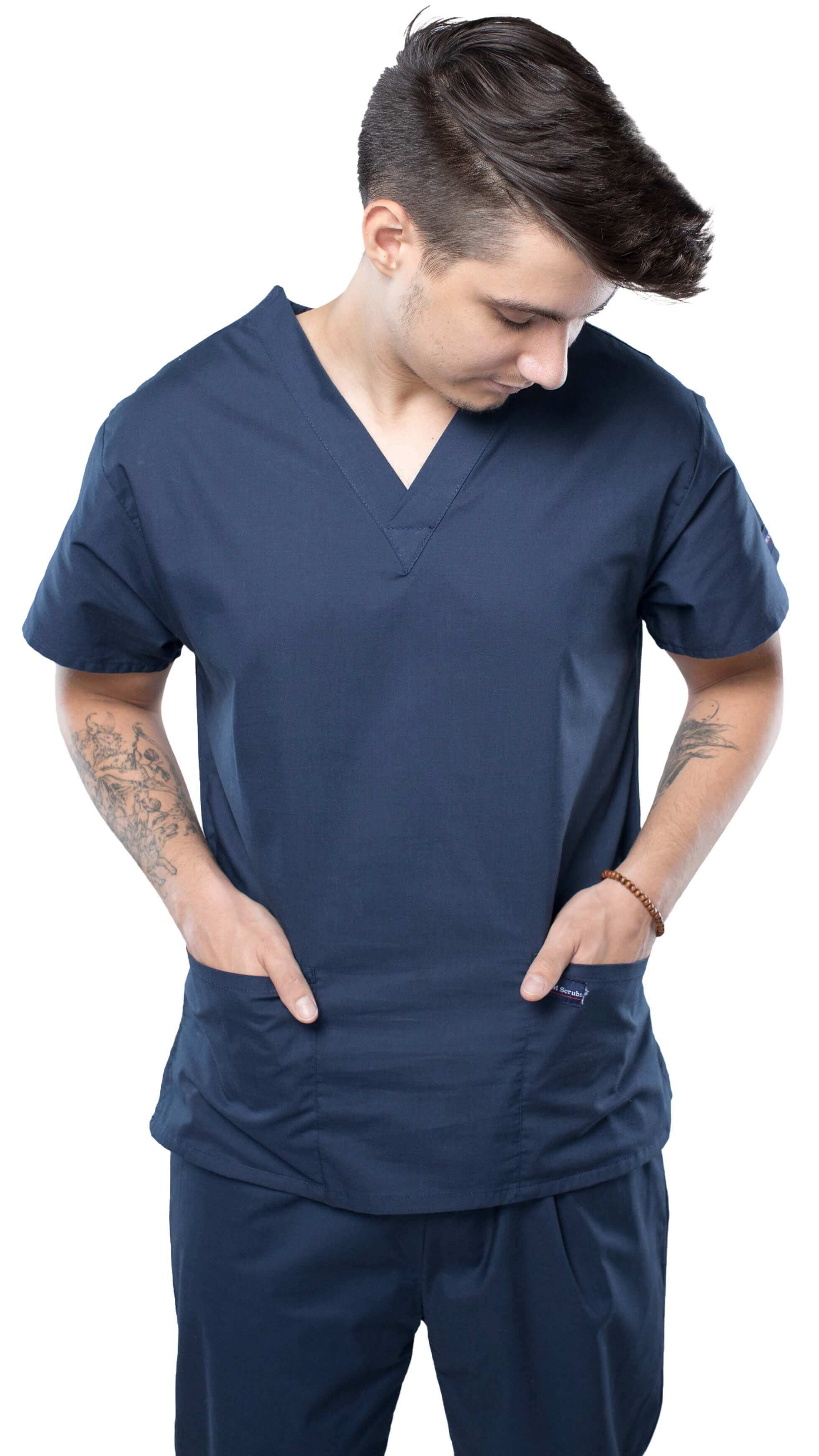 Scrub set, Four pockets, Unisex Solid Half Sleeve. MXM Scrubs